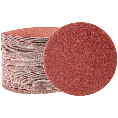 125mm diameter paper sanding discs, 240 grit, 6 holes, red. Sandpaper ...