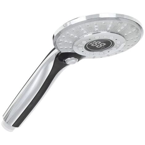 LED shower head with 3-color temperature control, digital temperature ...