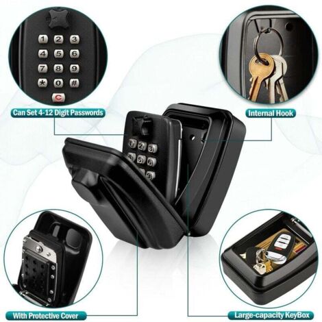 Key Box, Large Secure Outdoor Key Box with 12-Digit Combination Lock ...