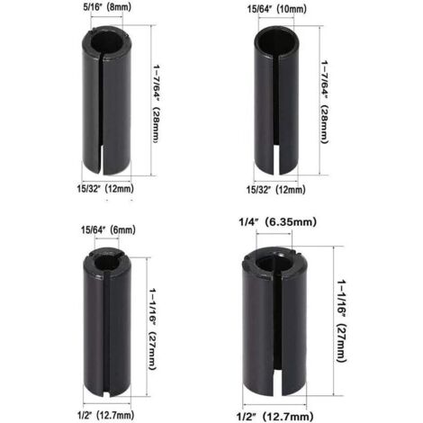 9-piece router bit chuck adapter, collet adapter, wood router collet ...
