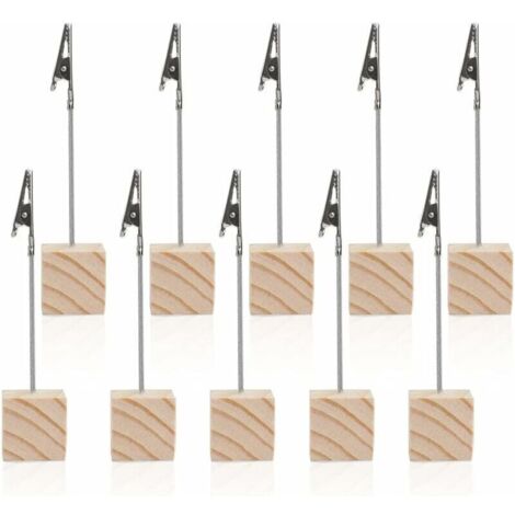 10 Photo Holder Clips, Lightweight Wooden Cube Base, Memo Paper Photo ...
