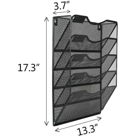 5-Pocket Mesh Wall-Mounted File Organizer, Hanging Desk File Folder ...