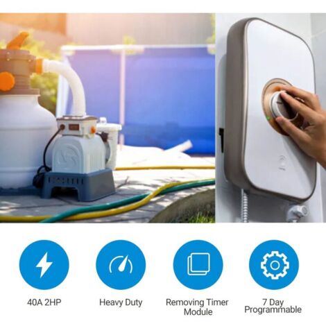Swimming pool pump timer, waterproof digital timer box, programmable ...