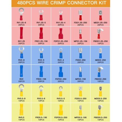 480-Piece Electrical Terminals, Automotive Electrical Terminals, Crimp ...
