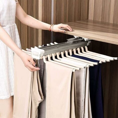 Trouser Hangers, Sliding Trouser Rack, Stainless Steel, Multifunctional ...