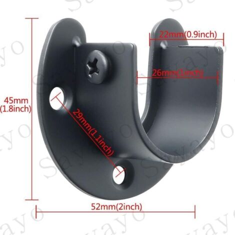 Curtain Rod Bracket U-Shaped Sockets Wardrobe Rod Support Closet Rod ...