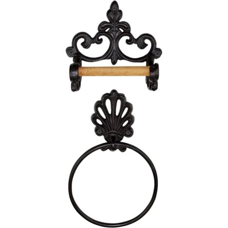 Industrial cast iron toilet paper roll holder, wall-mounted bathroom ...