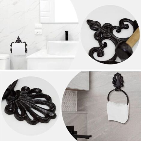 Industrial cast iron toilet paper roll holder, wall-mounted bathroom ...