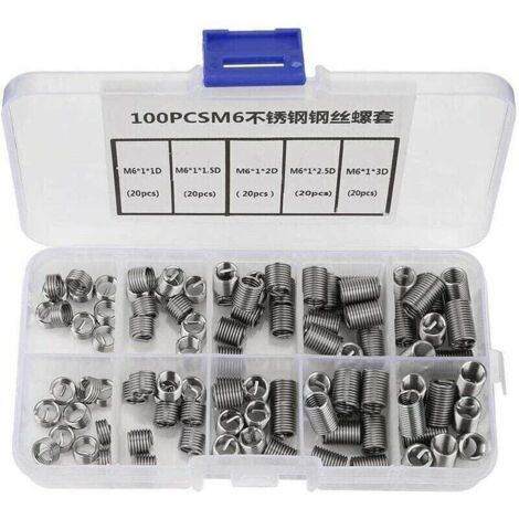M6 Threaded Insert, 100pcs M6 Threaded Inserts Stainless Steel Spiral ...