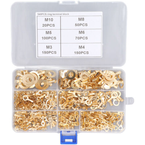 540 pieces of golden ring terminal M3 M4 M5 M6 M8 M10 terminal cable ...