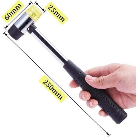 Rubber hammer, small rubber hammer of 25 mm with 2 replacement heads