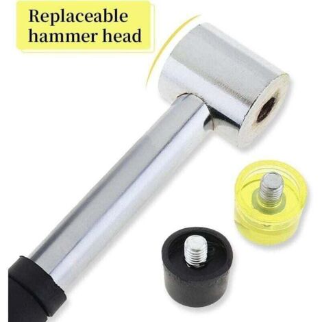 Rubber hammer, small rubber hammer of 25 mm with 2 replacement heads
