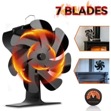 Ventilador para chimenea de leña, 7 aspas, silencioso, alimentado par ...