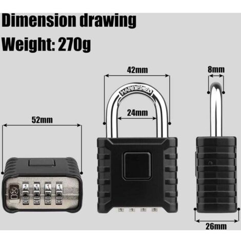 Heavy-duty outdoor combination lock, [weatherproof] 4-digit locker lock