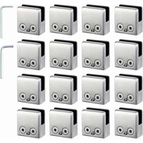 16pcs Glass Clamps 8-10mm Glass Support in Stainless Steel Clamps Stop ...
