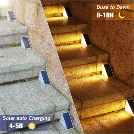 Set of 6 solar stair lights, IP67 waterproof outdoor solar lights, LED ...