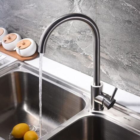 Single-Handle High Arc Kitchen Sink Mixer Tap, High Flow 360°, Water ...