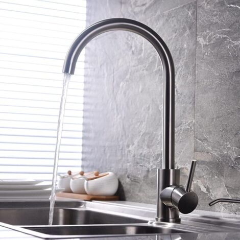 Single-Handle High Arc Kitchen Sink Mixer Tap, High Flow 360°, Water ...