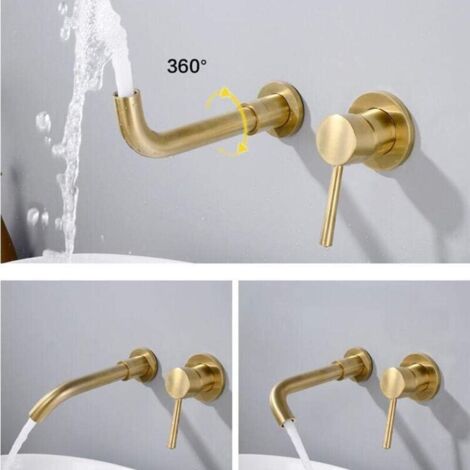360° Rotating Wall-Mounted Basin Mixer Tap, Bathroom Faucet for Bathtub ...