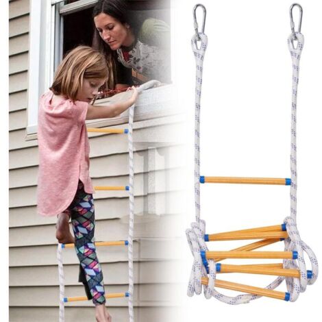 10M Escape Rope Ladder, Safety Rescue Ladder with 2 Hooks, for 3-4 ...