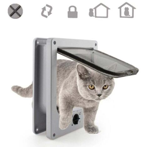 Waterproof cat flap with 4-position rotating locking system for cats ...