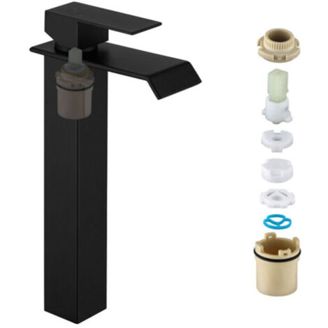 Black waterfall basin mixer tap, bathroom tap, high-end basin mixer tap ...