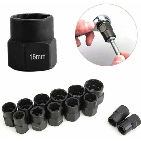 Socket Set, Nut Extractor, Socket for Damaged Bolt Extractor 9-19mm (10 ...