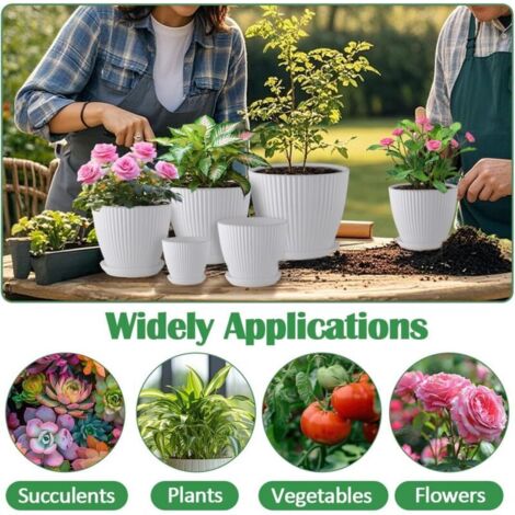 Flower pot with white tray, 998cm, 1 flower pot made of thickened ...