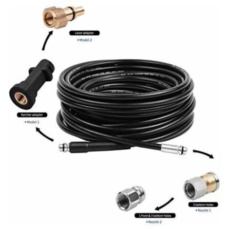 15M High Pressure Flexible Drain Cleaning Hose Kit with Adapter ...