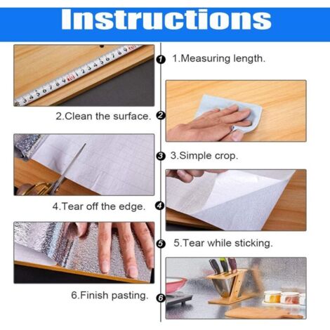 Texture-1 roll of self-adhesive aluminum foil 40cm 5M kitchen self ...