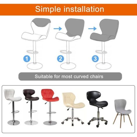 Set of 6 light green curved swivel stool covers, 40 x 30 x 30 cm, low ...