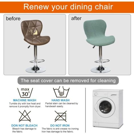 Set of 6 light green curved swivel stool covers, 40 x 30 x 30 cm, low ...