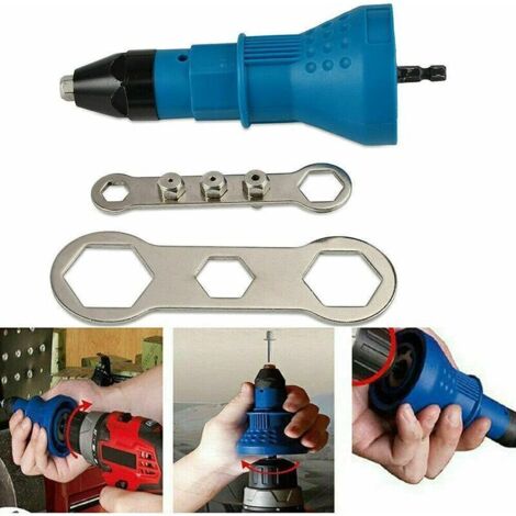 Cordless Rivet Gun Electric Rivet Drill Tool Kit Riveter Adapter Insert ...