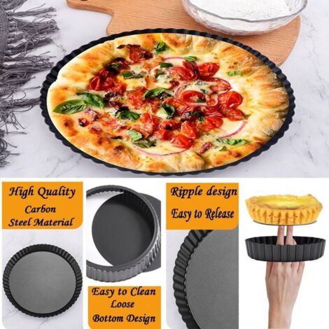 Round pie pan, 9 inches (22.5 cm diameter), with a removable, fluted ...