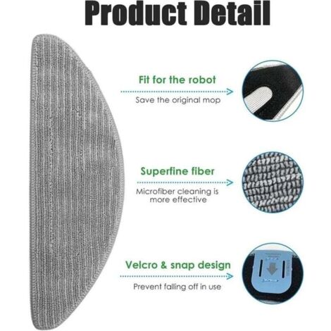 Pack of 8 replacement mop pads for iRobot Roomba Combo i8, i8+, i5, i5 ...
