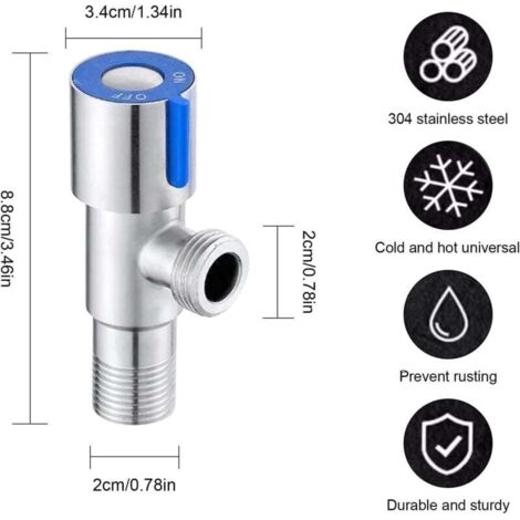 Stainless steel angle tap, 2 pieces, 1/2'', angle regulating valve for ...