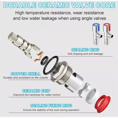 Stainless steel angle tap, 2 pieces, 1/2'', angle regulating valve for ...