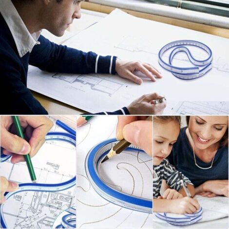 Flexible Ruler, 50cm PVC Ruler, Bendable Curved Ruler, Double-Sided ...