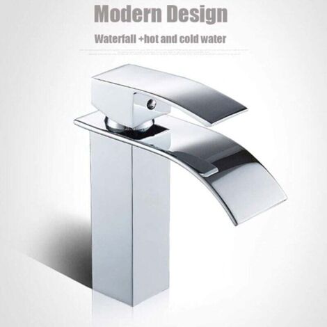 Angled basin tap, single-handle hot and cold water mixer tap, wide ...