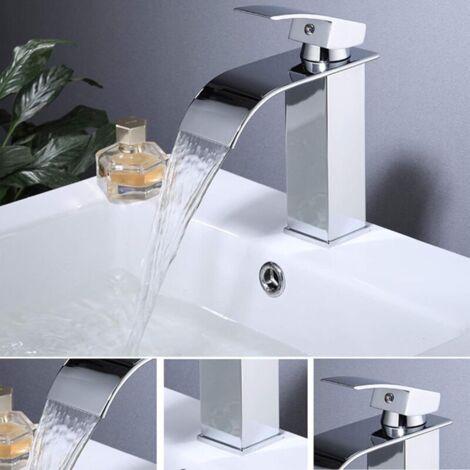 Angled basin tap, single-handle hot and cold water mixer tap, wide ...