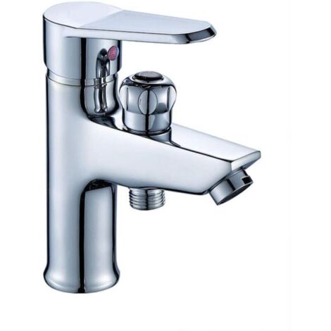 Copper waterfall basin tap - single-hole hot/cold water mixer tap ...