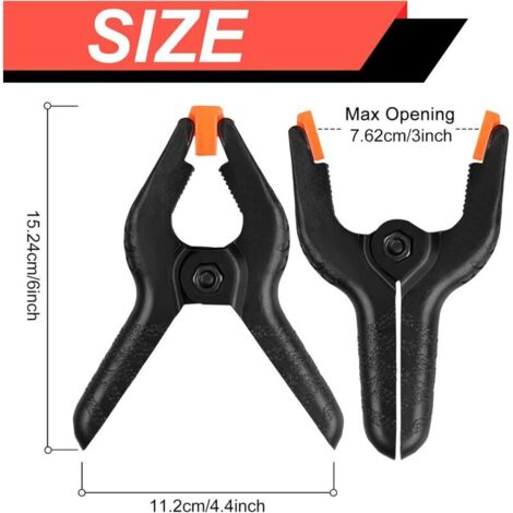 Set of 4 spring clips, 15cm plastic clips, background clips, heavy-duty ...