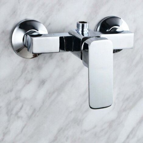 Modern chrome wall-mounted shower faucet with hot and cold water mixer