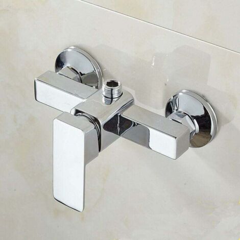 Modern chrome wall-mounted shower faucet with hot and cold water mixer
