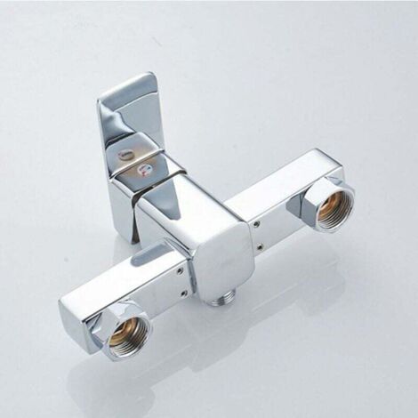 Modern chrome wall-mounted shower faucet with hot and cold water mixer