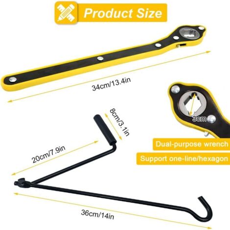 Car Lift Ratchet Wrench, with Extended Handle and Universal Adapters ...
