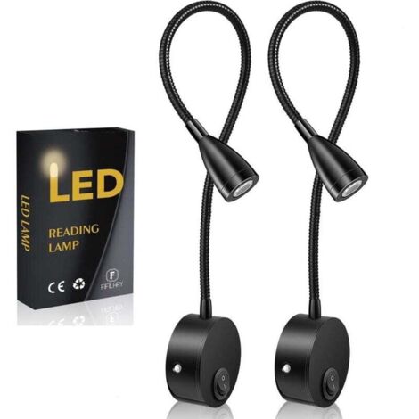 2 Pack Reading Lamp, LED Wall Reading Lamp Bed Lamp, Swan Light 3W ...