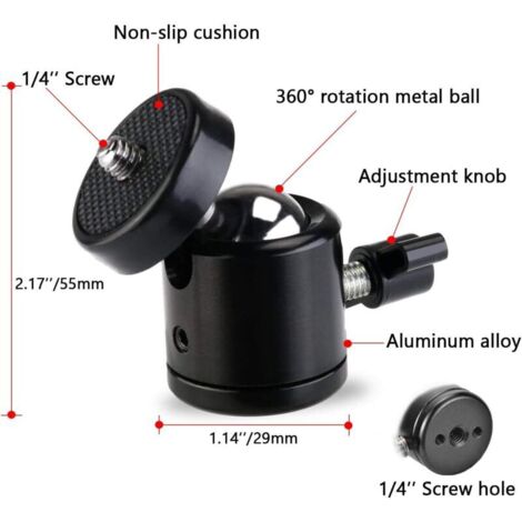 Universal tripod mount with 1/4-inch swivel ball head (2-pack), 360 ...