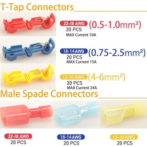 Quick-connect T-terminal electrical lug, T-connector wire connector ...