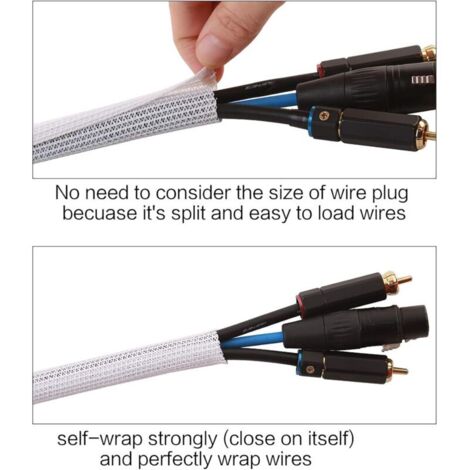 13mm-3.1m Self-Closing Cable Sleeve, Cable Management Sleeve for ...